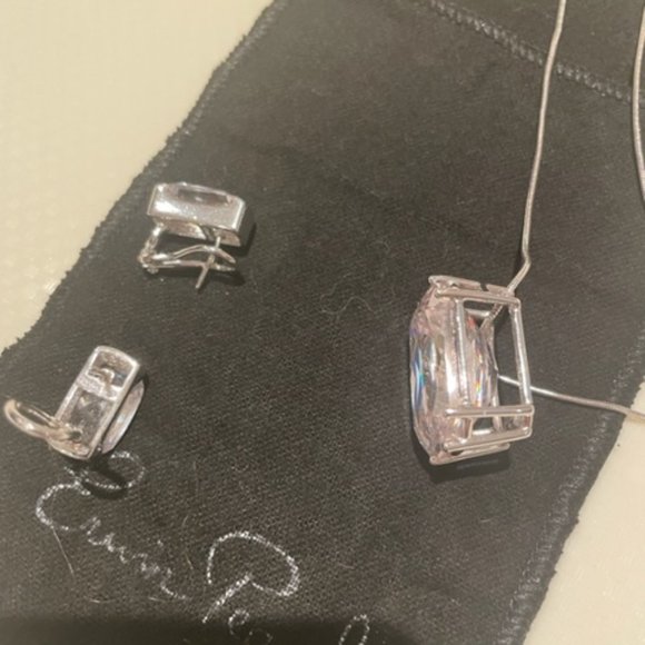 Erwin Pearl | Jewelry | Erwin Pearl Emerald Cut 7 Carat Cz Necklace And ...